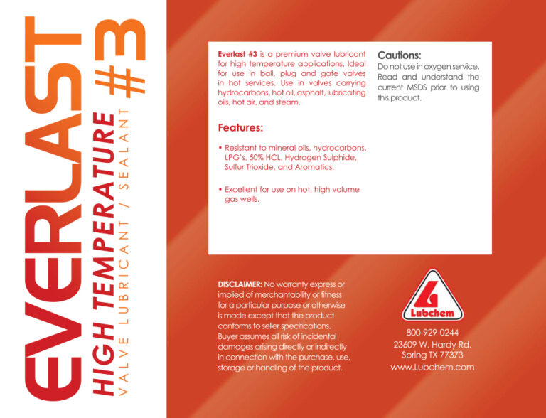 Everlast 3 - Plug Gate Ball Valve Lubricants Sealants | Lubchem, Inc.