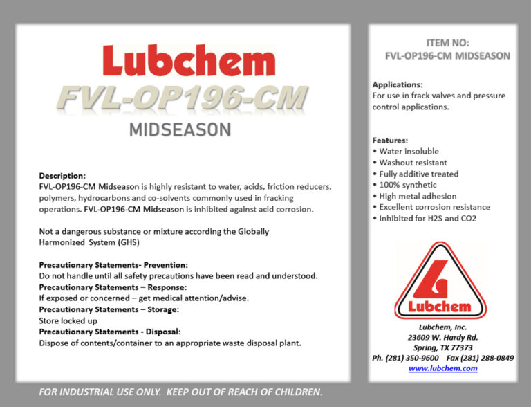 Frac Valve Lubricants | Lubchem, Houston Texas